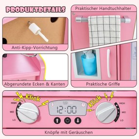 Costway Kuchyňka na hraní Kuchyňka hrací sada pro batolata s prkénkem, růžový