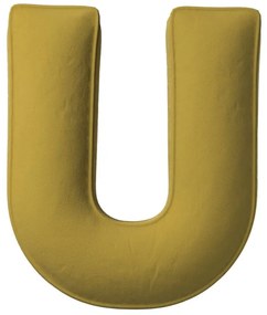 OnaDnes -20% Yellow Tipi Olivově zelený sametový polštář písmeno U 40 cm