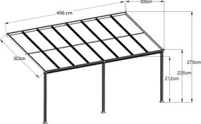 LANIT PLAST, s.r.o. hliníková pergola LANITPLAST WALL 53 FSX bílá + čirý PC LG4319