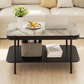 Costway Obdélníkový konferenční stolek Moderní Accent Table Grey