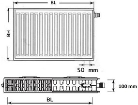 Kermi Therm X2 Profil-V deskový radiátor 22 500 / 1000 FTV220501001R1K