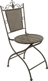 Zeleno-hnědá antik kovová bistro židle Zio - 43*45*96 cm