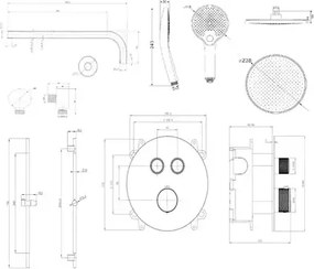 kielle - Termostatická baterie pod omítku, pro 2 spotřebiče, s přísluš