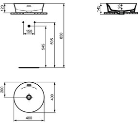 Ideal Standard Ipalyss - Umyvadlo na desku ø 400 mm, s přepadem, bílá E141301