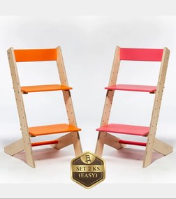 Lucas Wood Style - rostoucí židle EASY LINE zvýhodněný set 2 ks -  oranžová + růžová