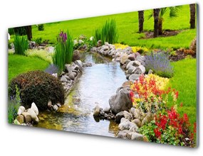 Obraz na skle Zahrada Jezero Příroda 100x50 cm