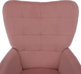 Křeslo s podnoží, růžová Velvet látka/dub, HABEN