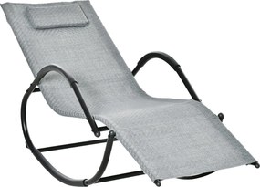 Outsunny Houpací Křeslo s Opěrkou Hlavy - Houpací Sluneční Lehátko s nosností do 160 kg, Textilie Šedá 61 x 160 x 79 cm | Aosom