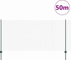 Svařovaná drátěná plotovina s tyčkami 50 x 1,2 m Zelená 3336521