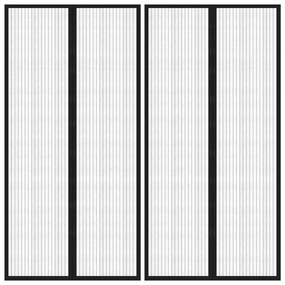Závěsy do dveří proti hmyzu 2 ks s magnety černé 220 x 100 cm 314687