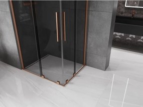 Mexen Velar Duo, sprchový kout s posuvnými dveřmi 90 x 80 cm, 8mm šedé sklo, měděná matná, 871-090-080-42-65