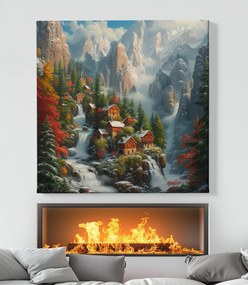 Obraz na plátně - Pozdravy ze zimního Švýcarska FeelHappy.cz Velikost obrazu: 100 x 100 cm