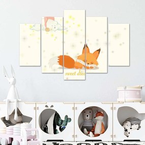 Gario Obraz na plátně Sladké sny lišky - 5 dílný Rozměry: 100 x 70 cm