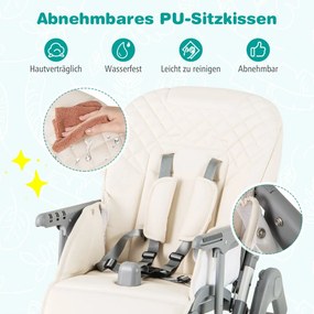 Costway Vysoká stolička baby skládací dětská vysoká stolička s funkcí polohování