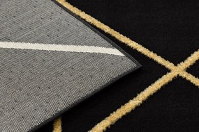 Dywany Łuszczów, Kusový koberec Emerald geometric 1012 black and gold, 140x190, černá, chodba / předsíň