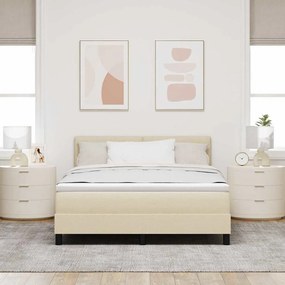 Postel s boxspringem s čelo Krémová 140 x 190 cm textil 3338690