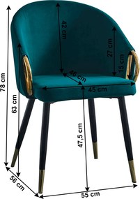 Designové křeslo, smaragdová velvet látka / gold chrom zlatý, DONKO