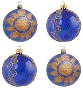 Set modrých ozdob se zlatým dekorem