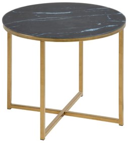 Odkládací stolek Alisma mramor černý/zlatá
