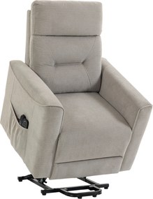 HOMCOM elektrické křeslo s asistencí při vstávání s vibrační masáží a teplem, elektrické relaxační křeslo, nastavitelná opěrka zad, chenille, šedé