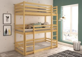 Třílůžková patrová postel s matracemi TEDRO 200x90