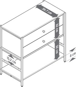 Tchibo - Komoda »Grade« se 2 zásuvkami - barva: bílá