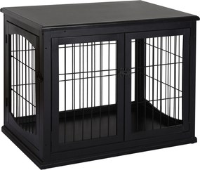 PawHut bouda pro psy, klec pro malá zvířata, MDF kov, černá, 81x58,5x66 cm| Aosom
