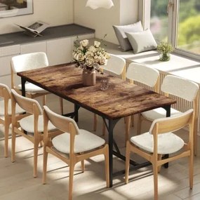 HOMCOM obdélníkový jídelní stůl pro 6-8 osob v industriálním stylu s kovovými nohami 180x80x75,5 cm Rustikálně hnědá