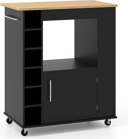 Costway Kuchyňský vozík na kolečkách s pracovní deskou a držákem na ručníky