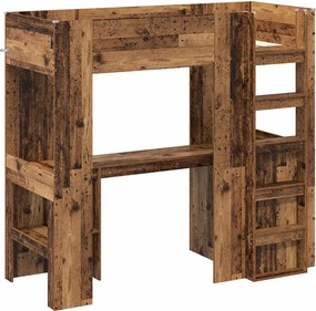Rám patrové postele se stolem s policí Staré dřevo 75 x 190 cm 3410433