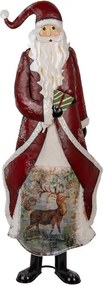 Červená kovová dekorace Santa Claus - 33*16*85 cm