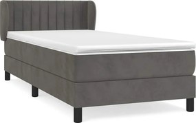 Box spring postel s matrací tmavě šedá 90x190 cm samet 3127584