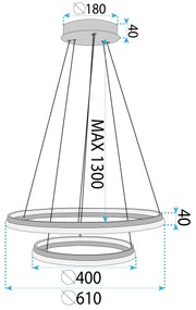 Toolight Toolight, LED stropní svítidlo 60cm, 75W, 3000K, LHJ043-CP2, zlatá, OSW-50020