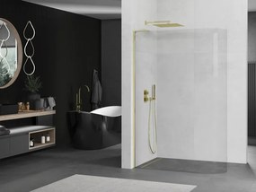 Mexen Kioto L, sprchová zástěna Walk-In 80 x 200 cm, 8mm čiré sklo, zlatý lesklý profil, 800-080-103-50-06