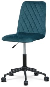 Dětská otočná židle KA-T901 BLUE4 látka modrý samet, černý kovový kříž