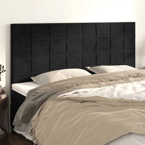 Čelo Postele 4 Ks Černé 100X5X78/88 Cm Samet Černá - Nízké / 100 cm