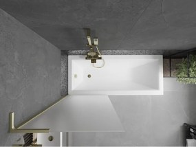 Mexen Next L, 1-křídlová vanová zástěna 70 x 150 cm, 6mm sklo námraza, zlatý matný profil, 895-070-000-03-30-55