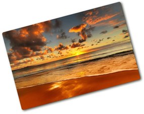 Wallmuralia Kuchyňská deska skleněná Západ slunce pláž 80x52 cm