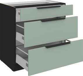 ARIA sc | dolní skříňka 80 D 3S zásuvková | 80 cm | PREMIUM BOX | černá/aquamarine