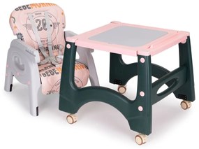 Dětská jídelní židle Ecotoys 2v1 šedivo-růžová