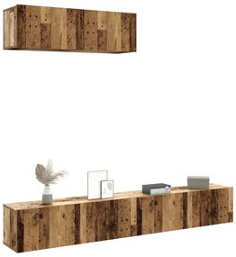 Nástěnné TV skříňky 4 ks starého dřeva 100x30x30 cm kompozit 3329007