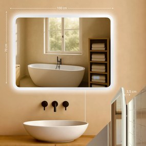 Koupelnové zrcadlo Jericho 70x100 bez Bluetooth – čiré sklo