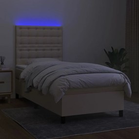 vidaXL Box spring postel s matrací a LED 80 x 200 cm textil [3135154] Barva: krémová