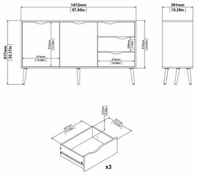 Komoda Retro IV, bílá / dub sonoma