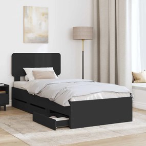 Rám postele se zásuvkou Černý 100 x 200 cm Dřevěný materiál 3412214