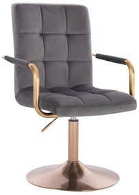 LuxuryForm DESIGN Otočná židle VERONA GOLD VELUR na zlatém talíři - tmavě šedá