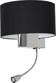 Nástěnné svítidlo Napoli, 1x černé textilní stínítko + 1xLED 1w, ch