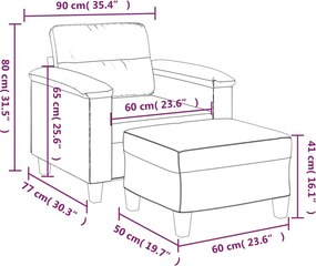 Křeslo s podnožkou krémové 60 cm umělá kůže 3201238