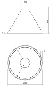 Redo 01-2676 závěsné LED svítidlo Iconic pískově zlatá, 60W, 3000K, ø78cm