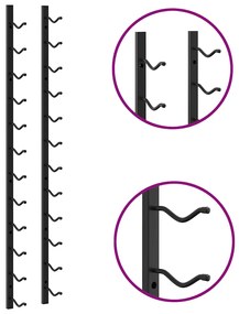 vidaXL Marketos Nástěnný stojan na víno na 12 lahví 2 ks černý železný